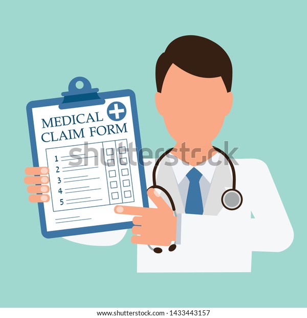 Medical Claim Form Document . Vector image on uniform background.