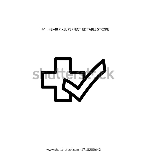 Medical Cross Check Mark Simple Black Stock Vector (Royalty Free ...