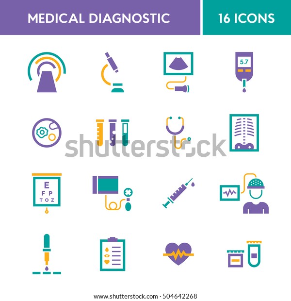 Medical Diagnostic Vector Icon Set Medicine Stock Vector (Royalty Free ...