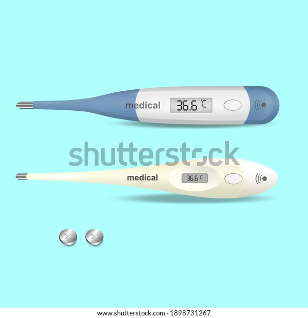 Medical Digital Thermometer Various Shapes Showing Stock Vector ...
