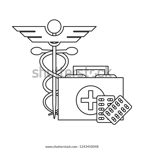 Medical Elements Symbols Black White Stock Vector (Royalty Free) 1243450048