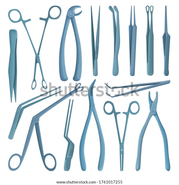 Medical Forceps Isolated Cartoon Set Icon Stock Vector (Royalty Free ...