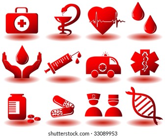 Set Red Medical Icons Vector Medical: เวกเตอร์สต็อก (ปลอดค่าลิขสิทธิ์ ...
