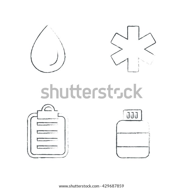Medical Icons Vector Set Draw Stock Vector (Royalty Free) 429687859 ...