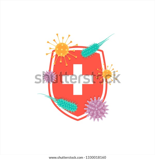 Medical Immune Shield Reflects Attack Bacteria Stock Vector (Royalty ...