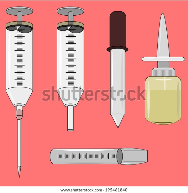 Medical Injectors Vector Set Contain Injector 스톡 벡터(로열티 프리) 195461840 ...