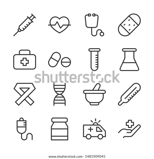 Medical Line Icons Set Vector Illustration Stock Vector (Royalty Free ...
