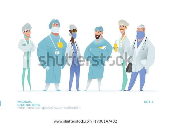 Medical Men Characters Standing Pose Special Stock Vector (Royalty Free ...