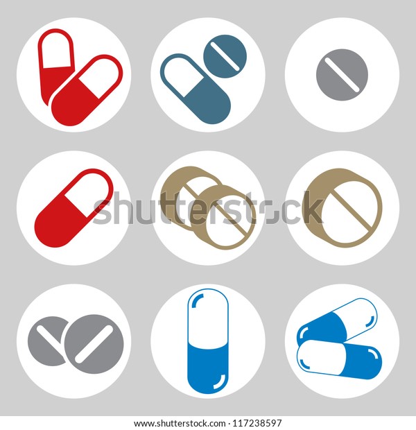 Medical Pills Icons Set Vector Stock Vector (Royalty Free) 117238597 ...