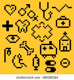Medical Pixel Art Elements Design Illustration 库存矢量图（免版税）680280364 ...