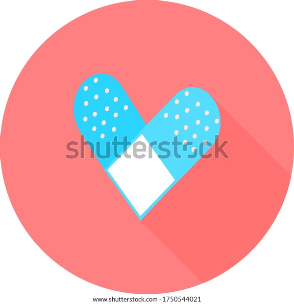 Medical Plaster Circle Icon Long Shadows Stock Vector (Royalty Free ...