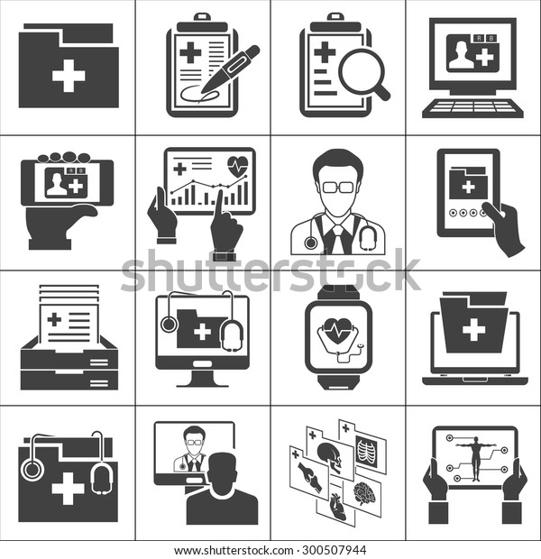 Vektor Stok ikon rekam medis sett (Tanpa Royalti) 300507944 | Shutterstock