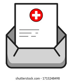 Medical Report Through Post Icon Design Stock Vector (Royalty Free ...