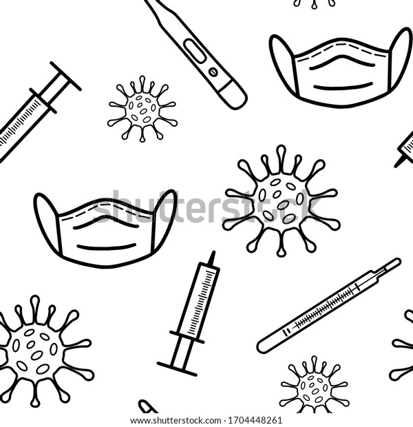 Medical Seamless Line Pattern Viruses Syrigne Stock Vector (Royalty ...