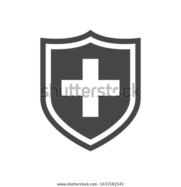 Medical Shield Cross Icon Black Pictogram Stock Vector (Royalty Free ...