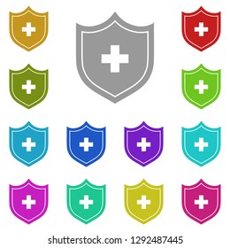Medical Shield Cross Icon Multi Color Stock Vector (Royalty Free ...