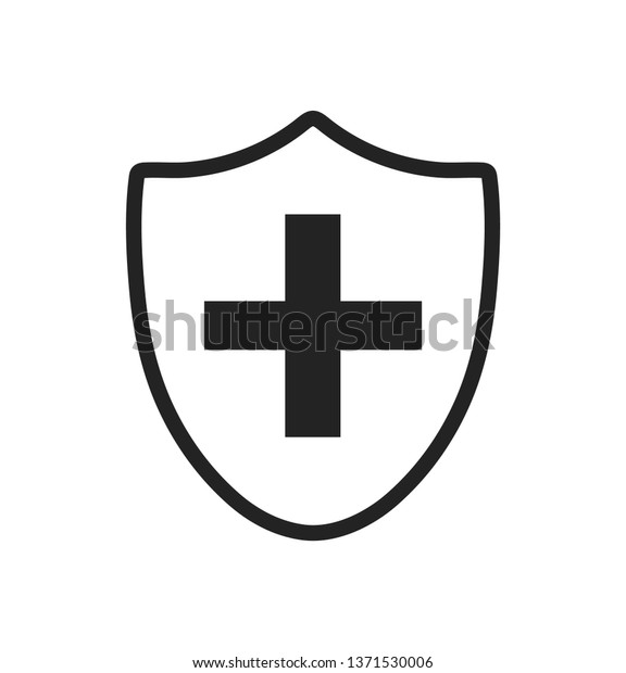 Medical Shield Icon Flat Style Vector Stock Vector (Royalty Free ...