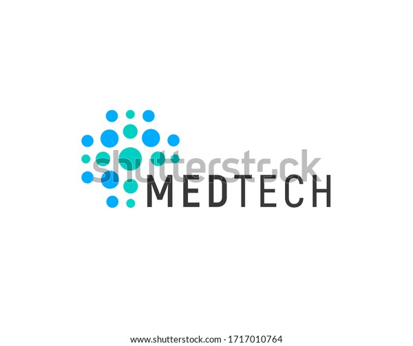 Medical technology logo concept, abstract blue dotted cross, vector ...