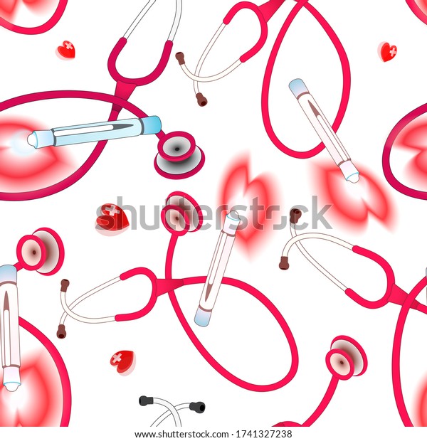 Medical Textures On White Backgrounddoctors Stethoscopea Stock Vector ...
