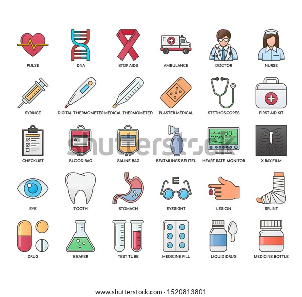 Medical Thin Line Pixel Perfect Icons Stock Vector (Royalty Free ...