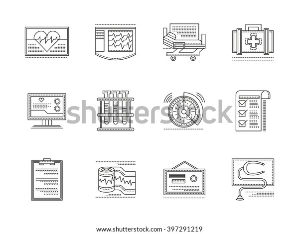Medical Tools Equipment Cardiology Elements Health Stock Vector ...