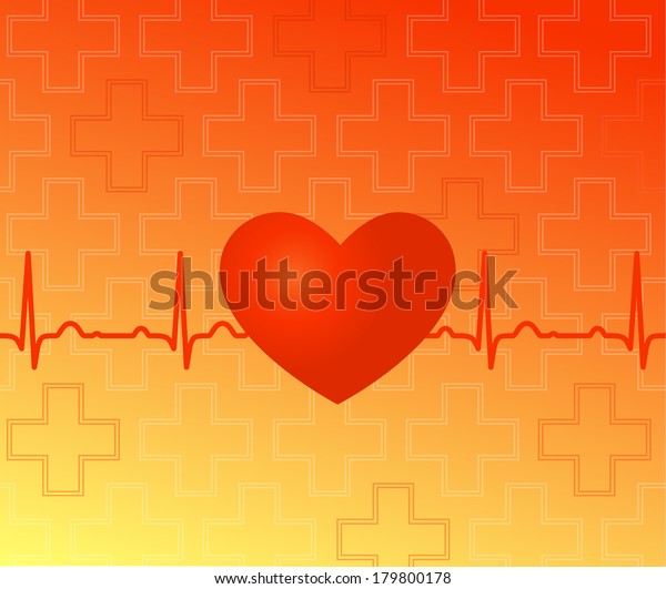 Medical Vector Background Red Heart Ekg Stock Vector (Royalty Free ...
