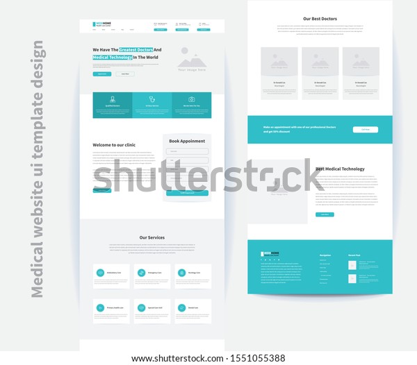 Medical Website Ui Template Design Stock Vector (Royalty Free ...