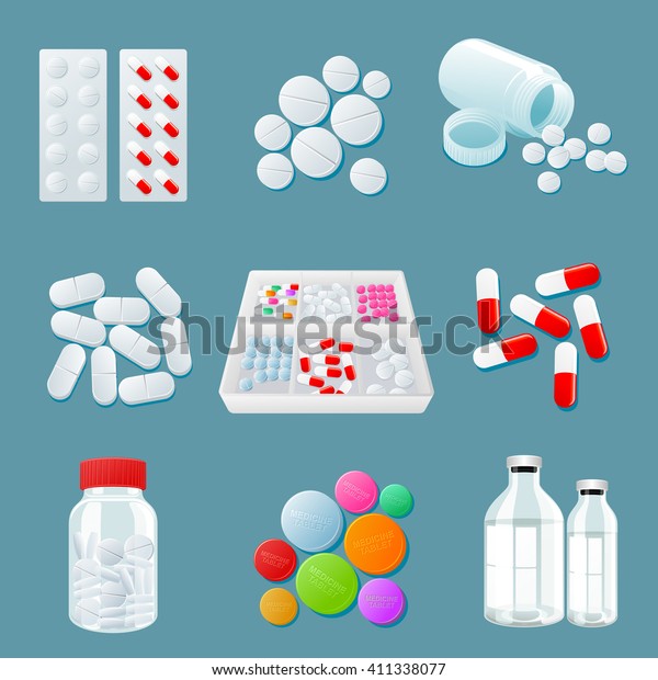Medicaments Various Types Set Medical Pill Stock Vector (Royalty Free ...