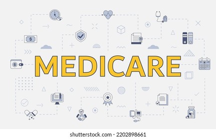 Medicare Concept Icon Set Big Word Stock Vector (Royalty Free ...