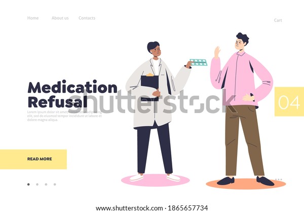 Medication Refusal Landing Page Concept Man Stock Vector (Royalty Free ...