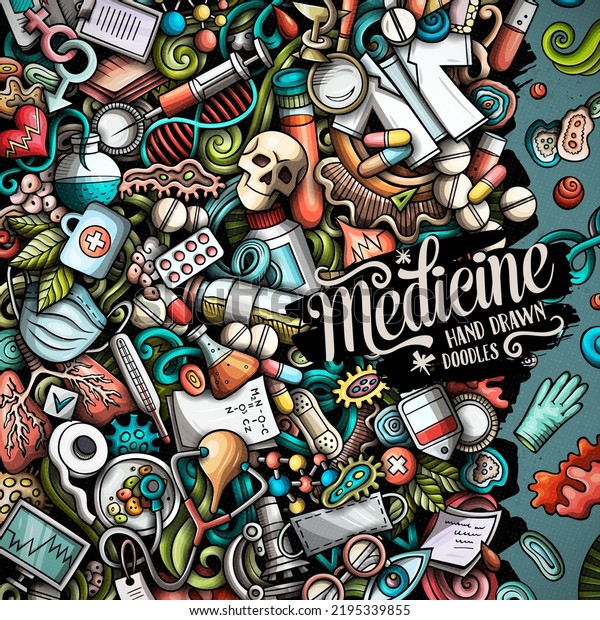 Medicine Hand Drawn Vector Doodles Frame Stock Vector (Royalty Free ...