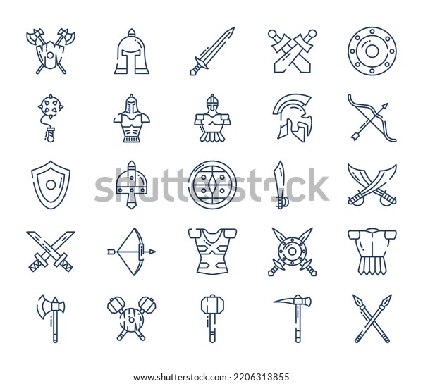 Medieval Ancient Weapons Icon Set Stock Vector (Royalty Free ...