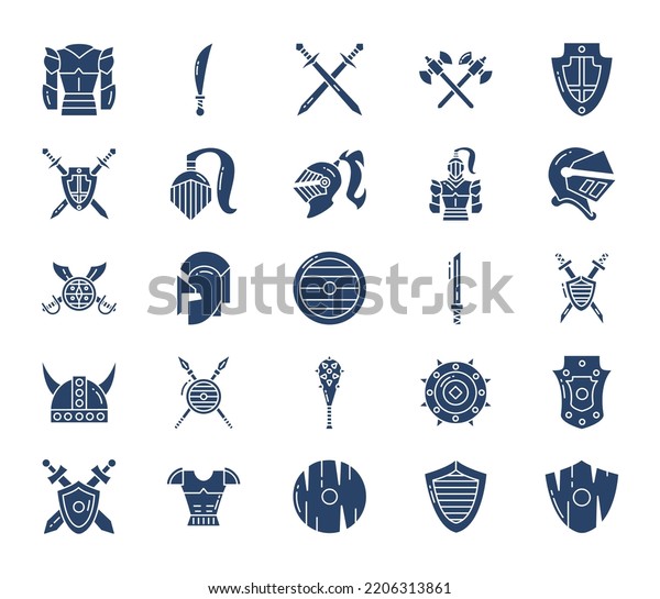 Medieval Ancient Weapons Icon Set Stock Vector (Royalty Free ...