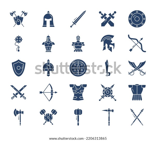 Medieval Ancient Weapons Icon Set Stock Vector (Royalty Free ...