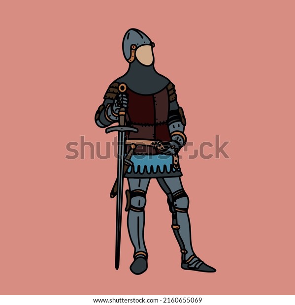 Medieval Armored Man Vanguard Twohanded Sword: เวกเตอร์สต็อก (ปลอดค่า ...