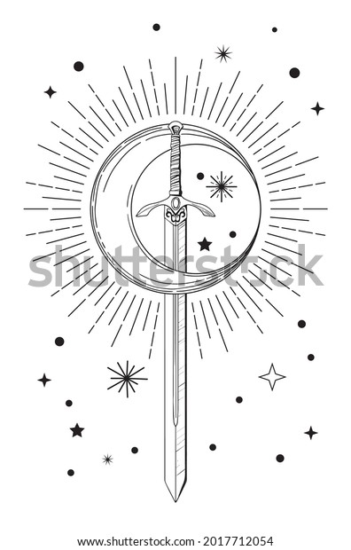 Medieval Black White Sword Bold Border Stock Vector (Royalty Free ...