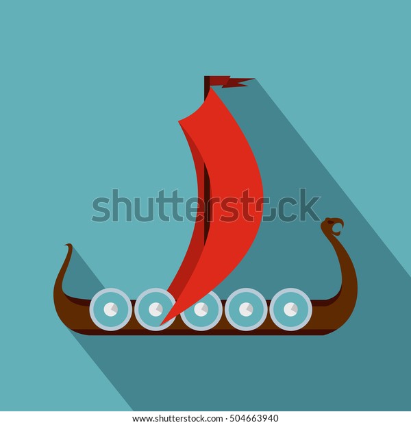 Medieval Boat Icon Flat Illustration Medieval Stock Vector (Royalty ...