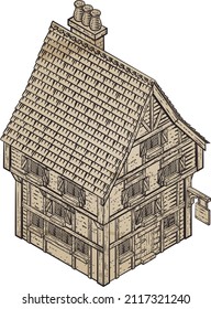 Medieval Building Map Icon Isometric Illustration Stock Vector (Royalty ...