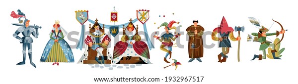 Medieval Characters Set People Middle Ages Stock Vector (Royalty Free ...