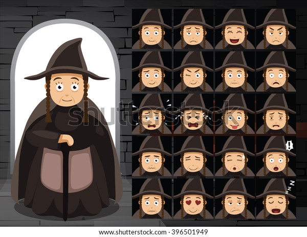 Medieval Crone Cartoon Emotion Faces Vector Stock Vector (Royalty Free ...
