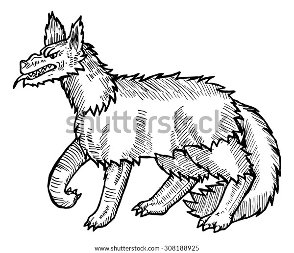 Medieval Engraving Style Ink Line Illustration Stock Vector (Royalty ...