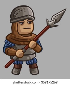 Medieval Game Character Pikeman Vector Illustration Stock Vector ...