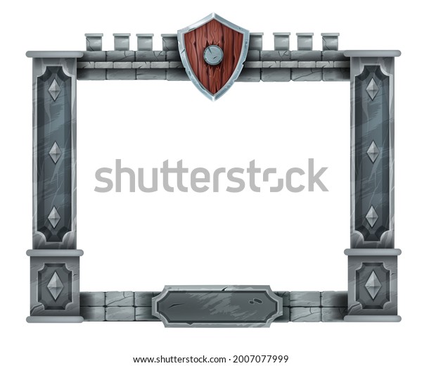 Medieval Game Stone Frame Ui Interface Stock Vector (Royalty Free ...