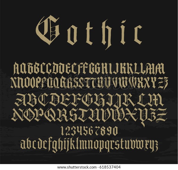 Medieval Gothic Font Capitals Lowercase Small Stock Vector (Royalty ...