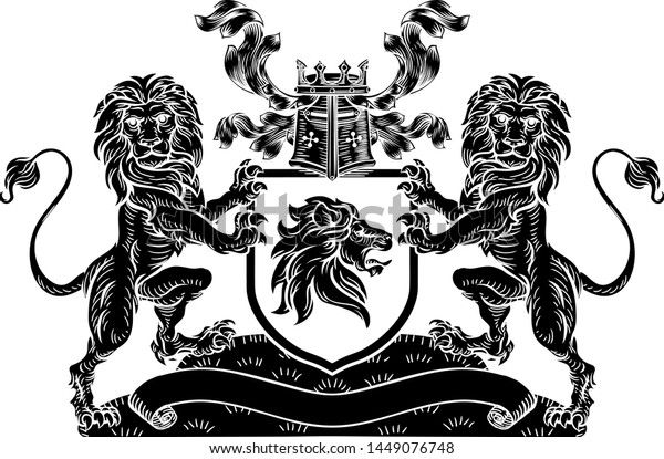 Medieval Heraldic Coat Arms Crest Emblem Stock Vector (Royalty Free ...