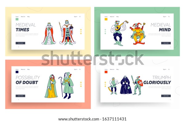 Medieval Historical Characters Website Landing Page Stock Vector ...