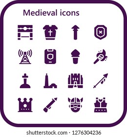 Medieval Icon Set 16 Filled Medieval Stock Vector (Royalty Free ...