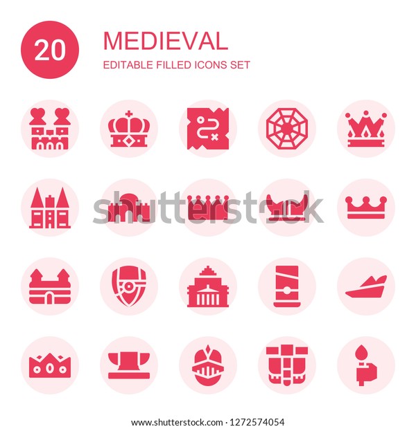 Medieval Icon Set Collection 20 Filled Stock Vector (Royalty Free ...