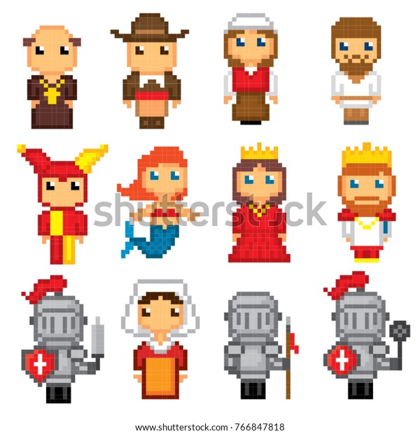 Medieval Icons Set Pixel Art Old Stock Vector (Royalty Free) 766847818 ...