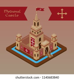 Medieval Isometric Castle Stock Vector (Royalty Free) 1140683840 ...